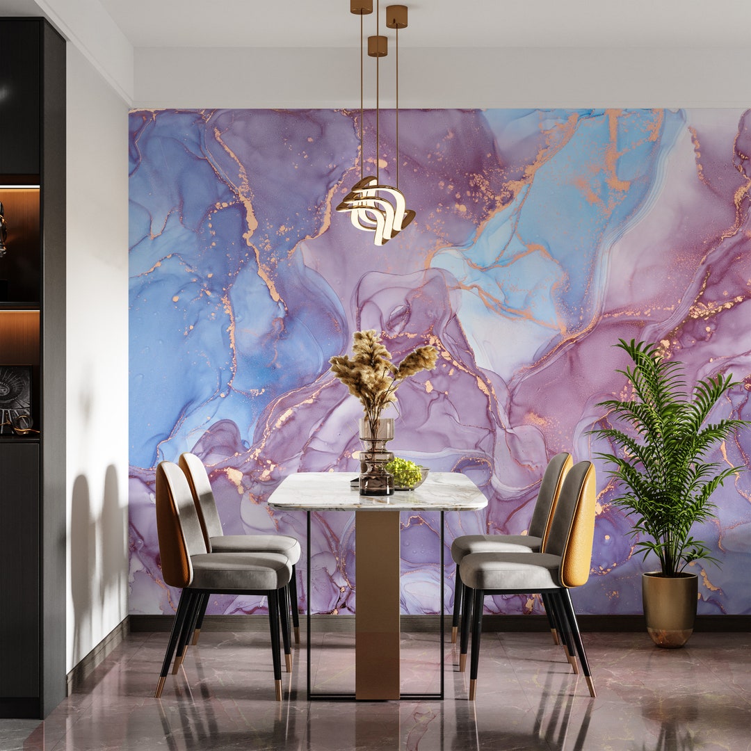 Pink and Blue Marble Wallpaper - Etsy