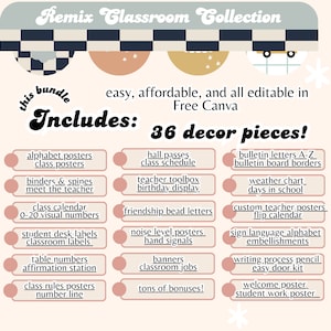 Muted Rainbows Friendship Remix Retro Checker Classroom Decor Bundle ...