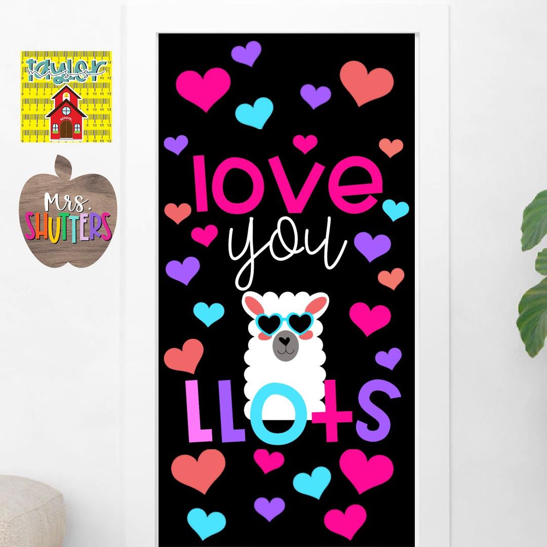 Valentine Door Cover Valentines Day Door Kit Signs Borders February ...