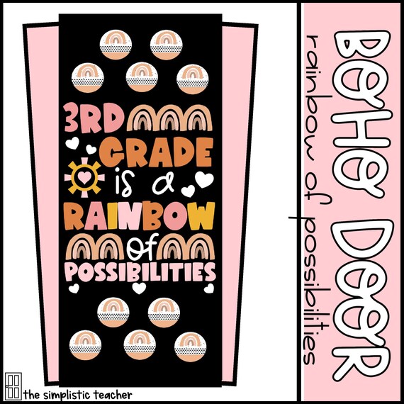 BOHO RAINBOW DOOR Kit Classroom Bulletin Board Back to - Etsy