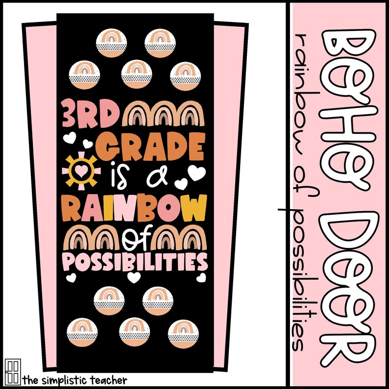 BOHO RAINBOW DOOR Kit Classroom Bulletin Board Back to - Etsy