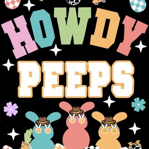 HOWDY RETRO WESTERN Hippie Bunny and Spring Bulletin Board or Door Kit ...