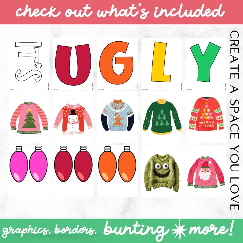 Ugly Christmas Sweater Bulletin Board Kit: Retro Classroom Decor ...