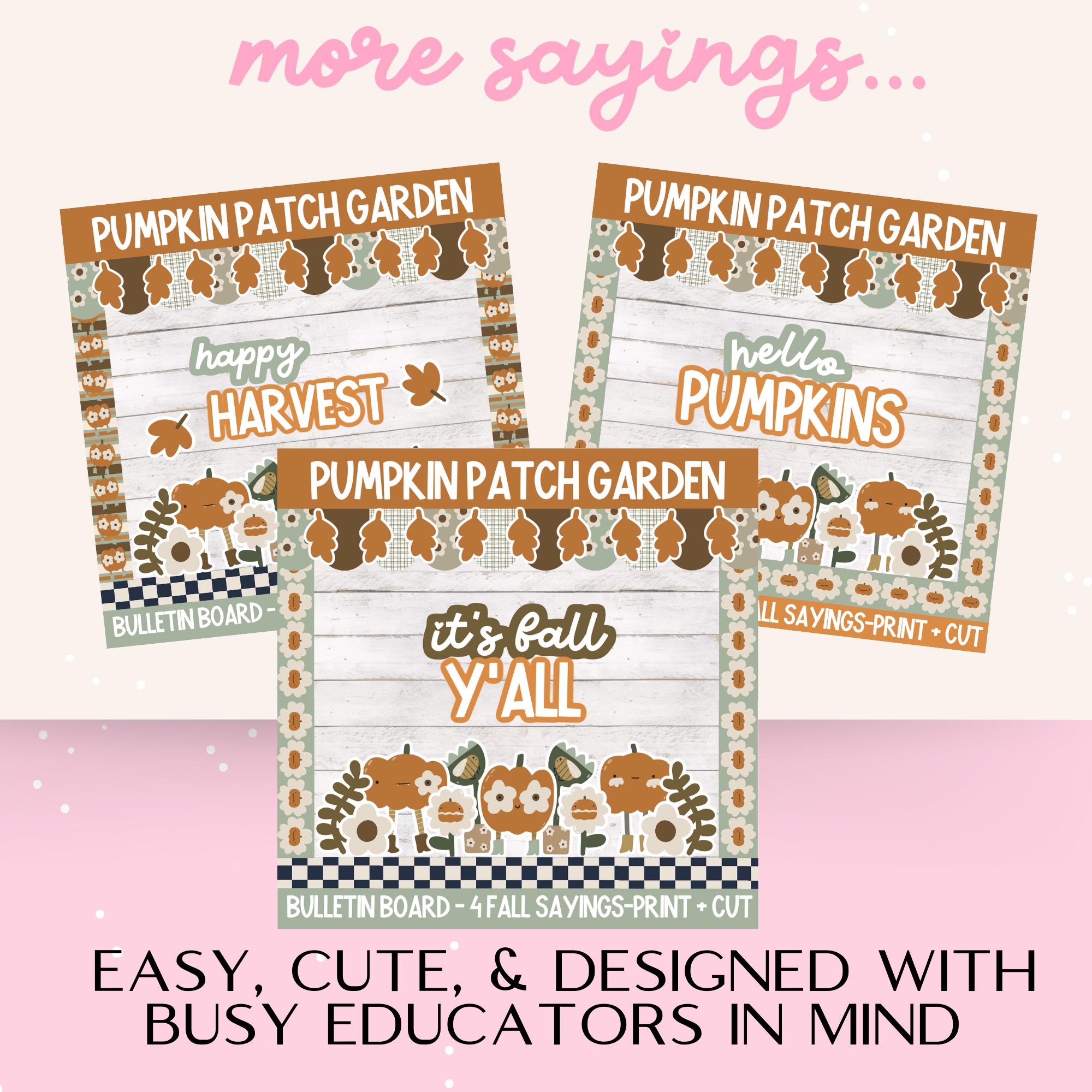 Retro Pumpkin Patch Bulletin Board Kit: Boho Fall Classroom Decor ...