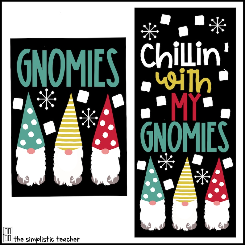 Winter Gnome Decor Classroom Bulletin Board Gnomethemed Door - Etsy