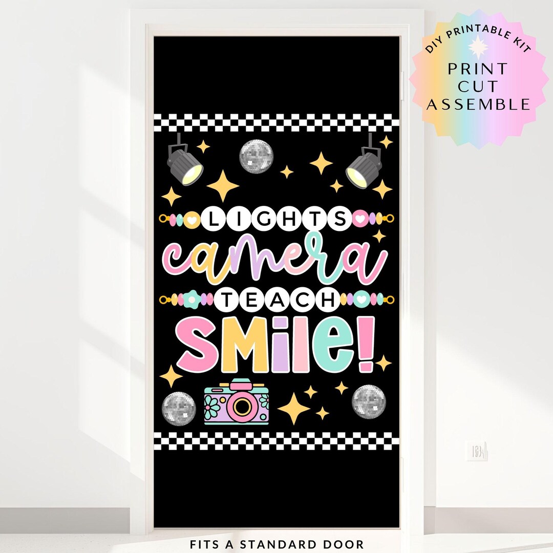 Bulletin Board | Door Decor | Lights Camera Teach Smile | Retro ...