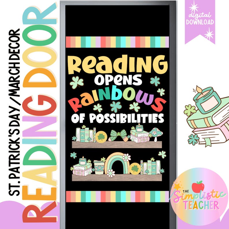 St. Patrick's Day Reading Bulletin Board Kit: Classroom Door Decor ...