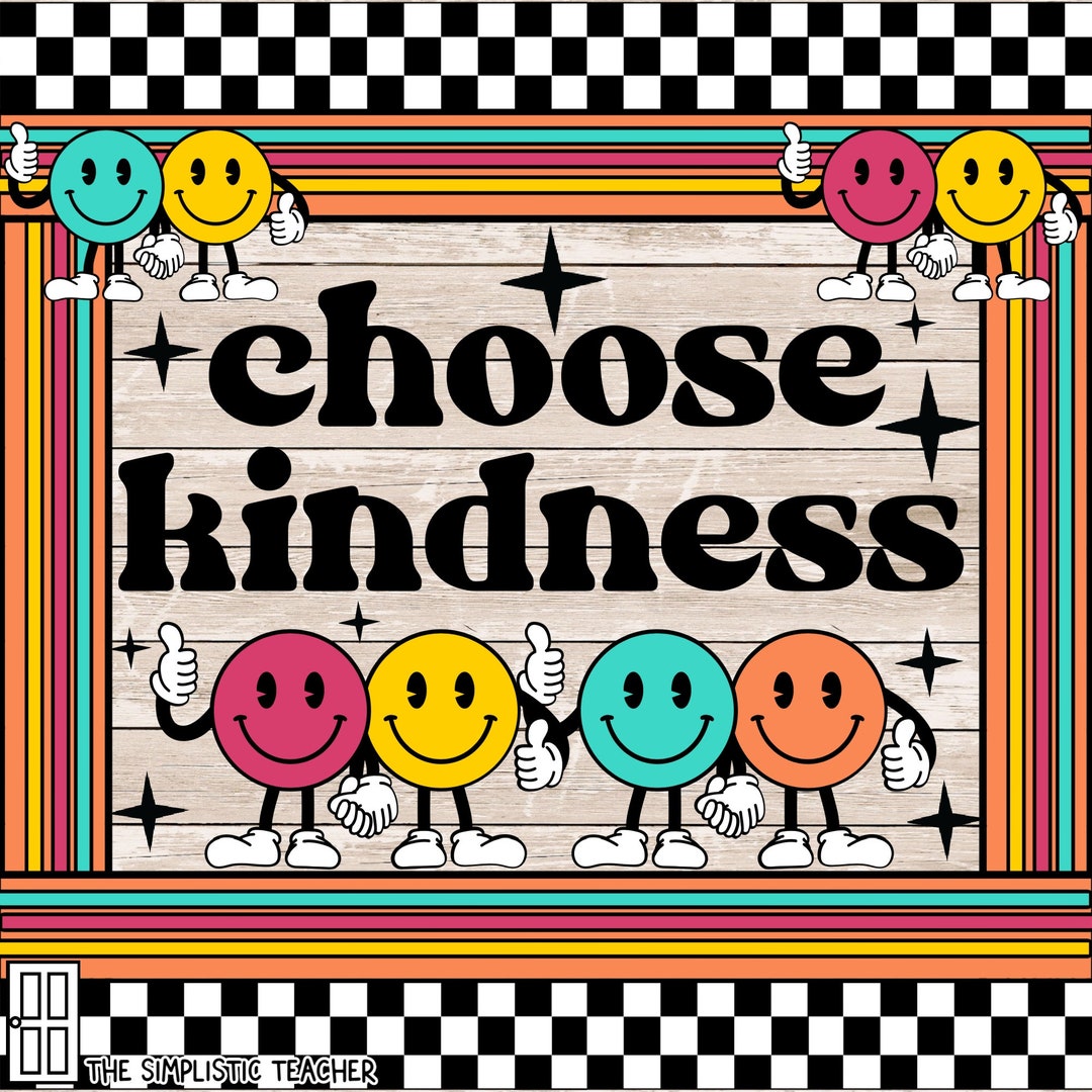 GROOVY KINDNESS RETRO Smiley Face Bulletin Board Decor- Bulletin Board ...