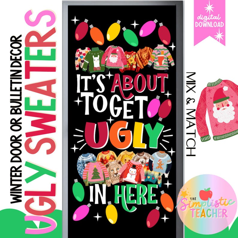 Ugly Christmas Sweater Bulletin Board Kit: Retro Classroom Decor ...