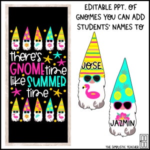 GNOME DOOR DECOR- Classroom Bulletin Board Door Decor- Summer Gnome ...