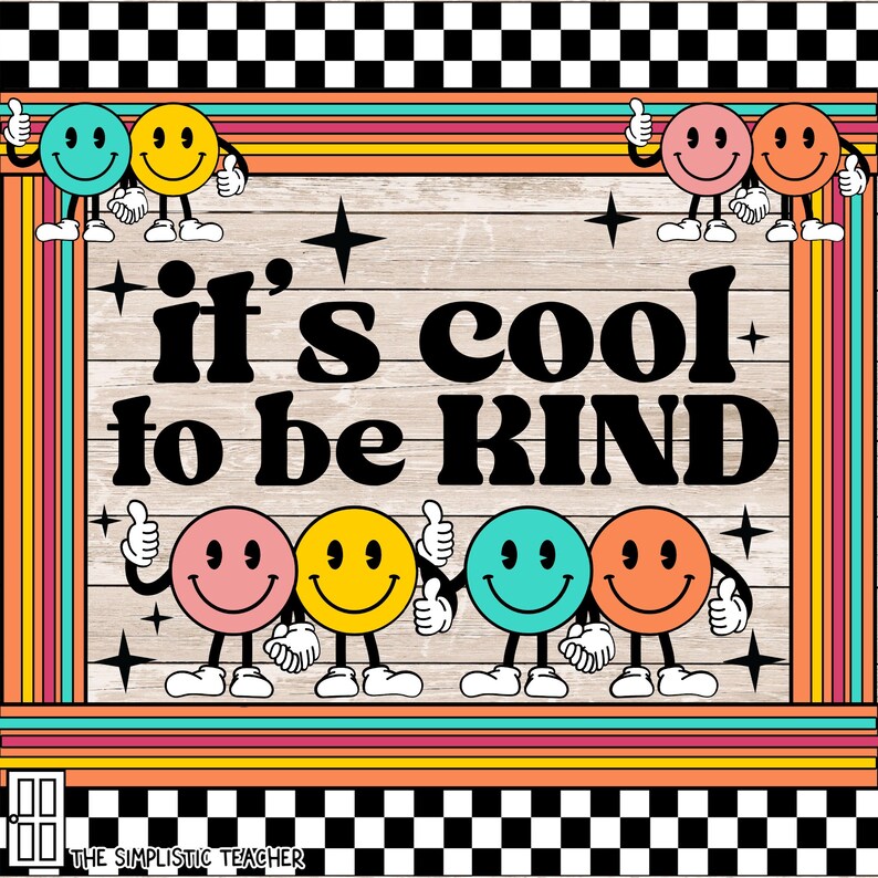 GROOVY KINDNESS RETRO Smiley Face Bulletin Board Decor - Etsy