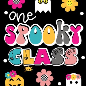 SPOOKY RETRO VIBES Door Decoration Kit-halloween Bulletin Board Set ...