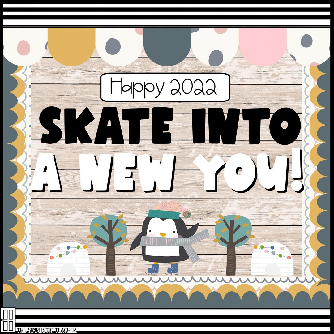 PENGUIN NEW YEAR'S Decor Bulletin Board Ideas Winter Themed Bulletin ...