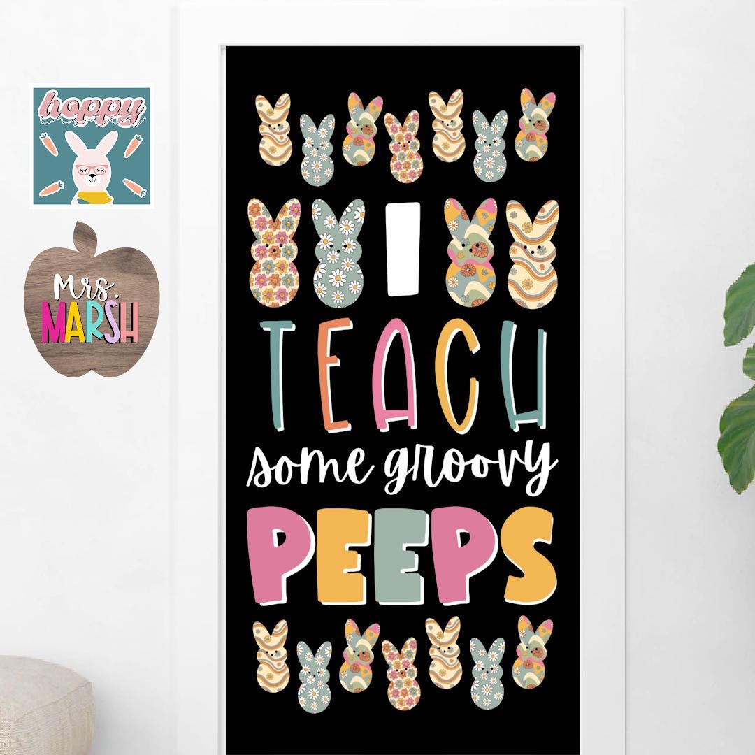 Retro Easter Bunny Bulletin Board: Groovy Classroom Decor (digital ...