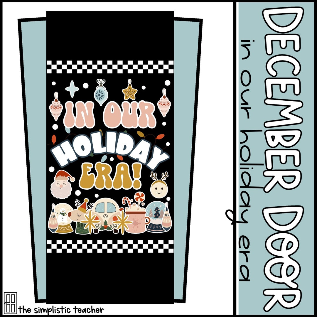 GROOVY RETRO TEACHER Christmas Holiday Door Decoration Kit Bulletin ...