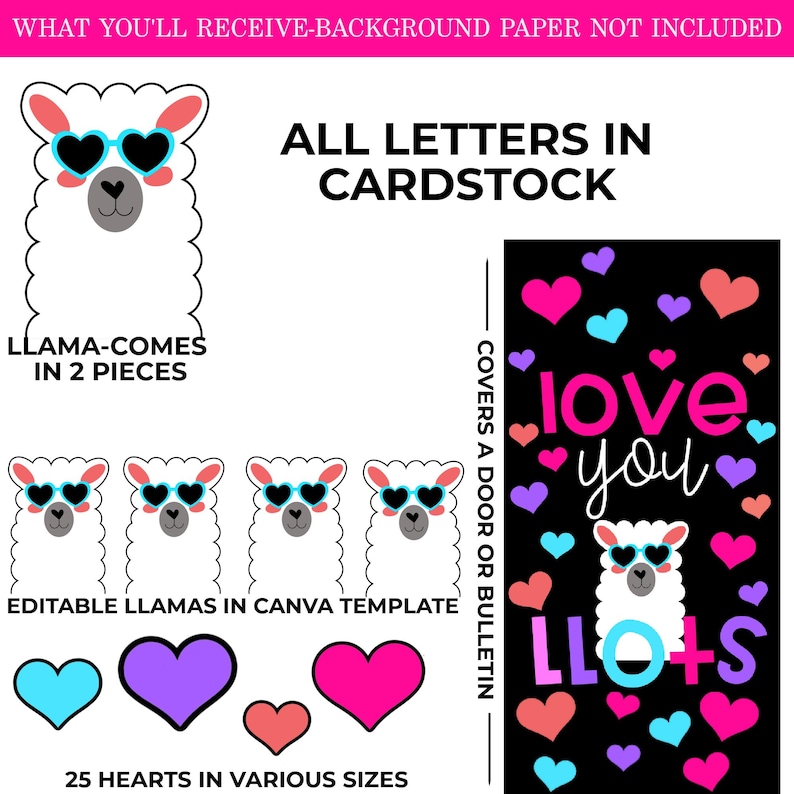 Llama Valentine's Day Classroom Door Decoration Kit - Etsy
