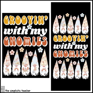 GROOVY GNOME DECOR- Classroom Bulletin Board Door Decor-august Gnome ...