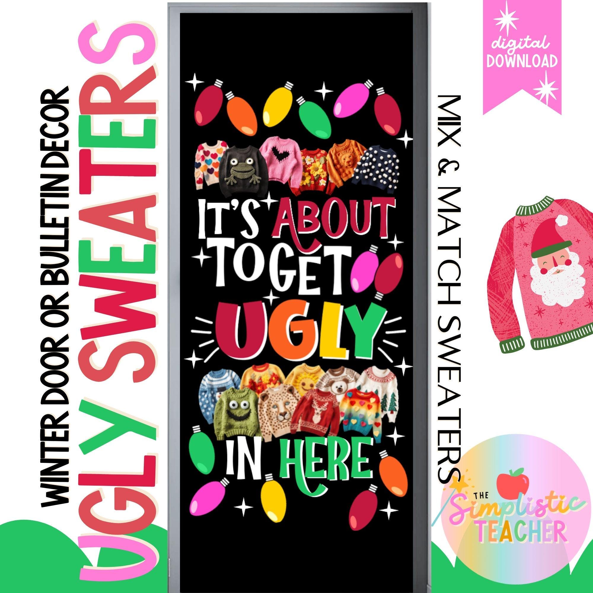 Ugly Christmas Sweater Bulletin Board Kit: Retro Classroom Decor ...