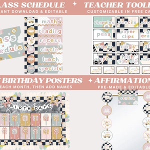 Muted Rainbows Friendship Remix Retro Checker Classroom Decor Bundle ...