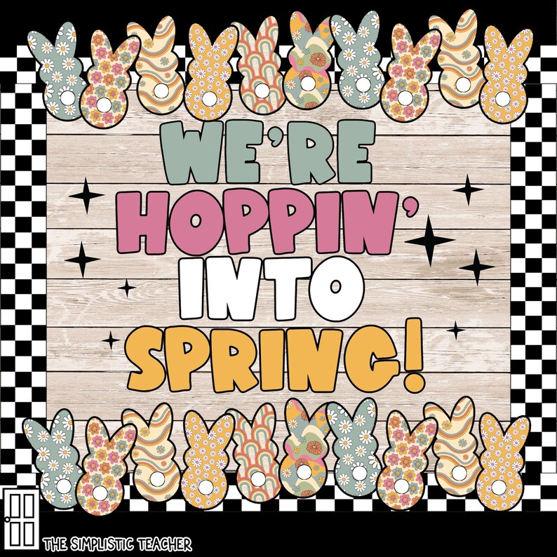 GROOVY RETRO SPRING Peep Bunnies Bulletin Board Decor - Etsy