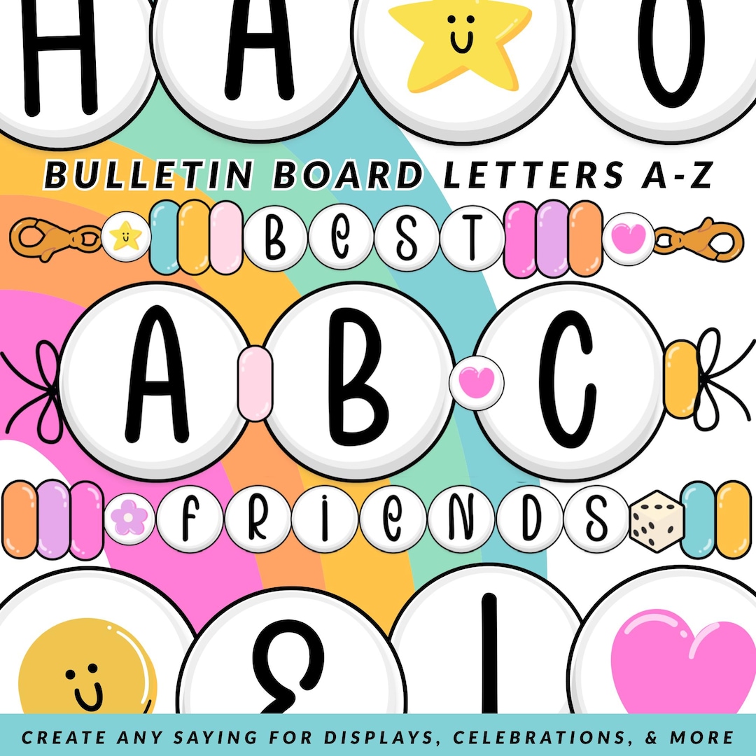 Friendship Bead Alphabet PNG | Bulletin Board Letters A-Z | Bracelet ...