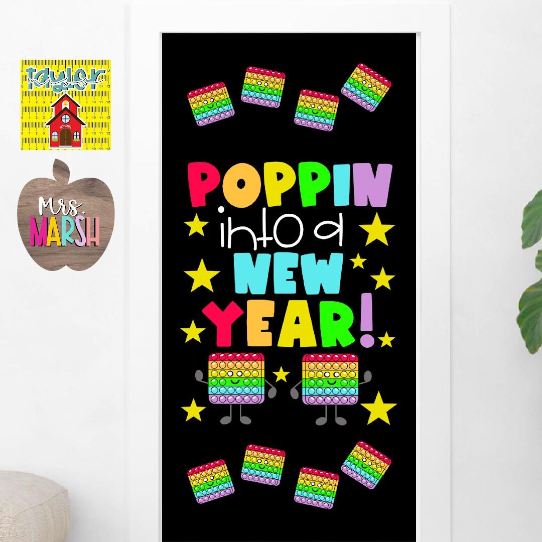 Pop It New Year Bulletin Board Decor: Classroom Door Set (digital ...