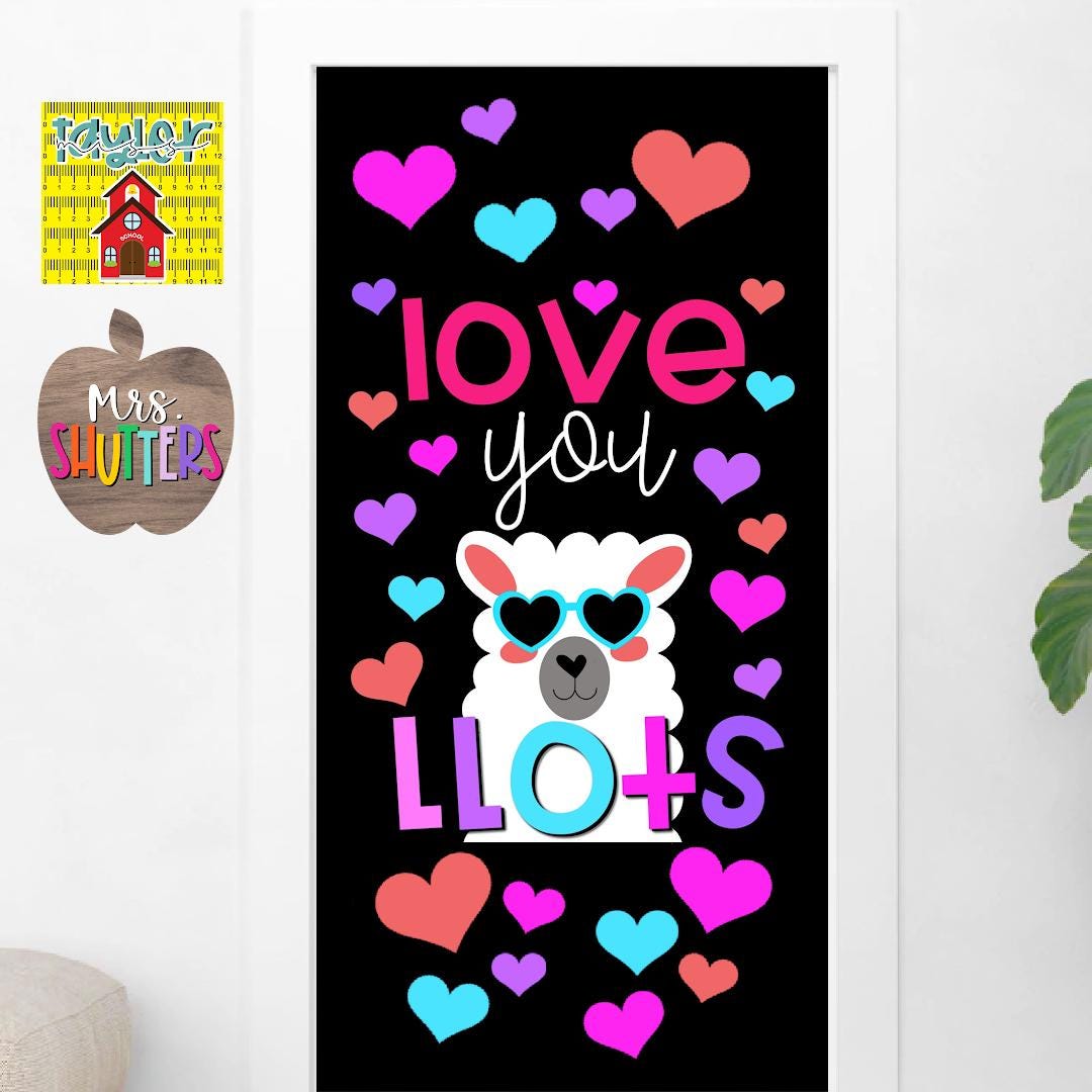 Llama Valentine Decor- Classroom Bulletin Board- Llama Themed Door Set ...