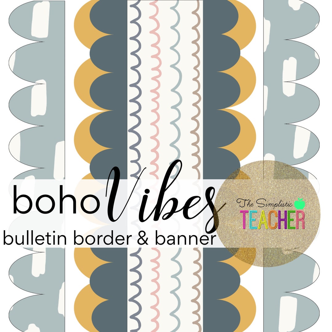 BOHO VIBES Bulletin Board Borders and Banner Bulletin Border Kit ...