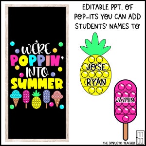 POP IT Summer Ice Cream Door Decor- Classroom Bulletin Board- June Door ...