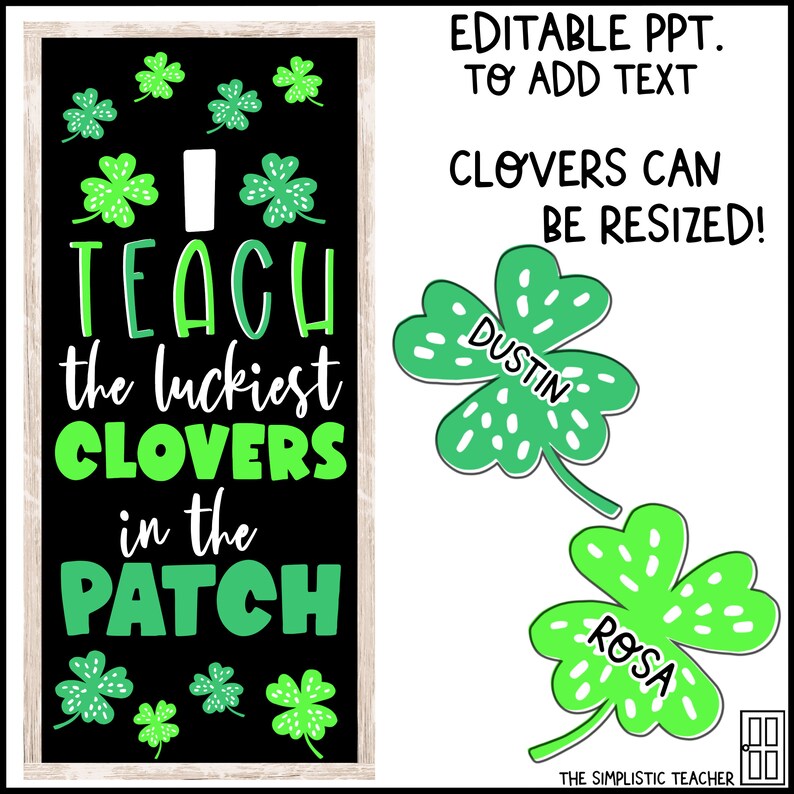 St. Patrick's Classroom Door Decor: Clovers Bulletin Board (digital ...