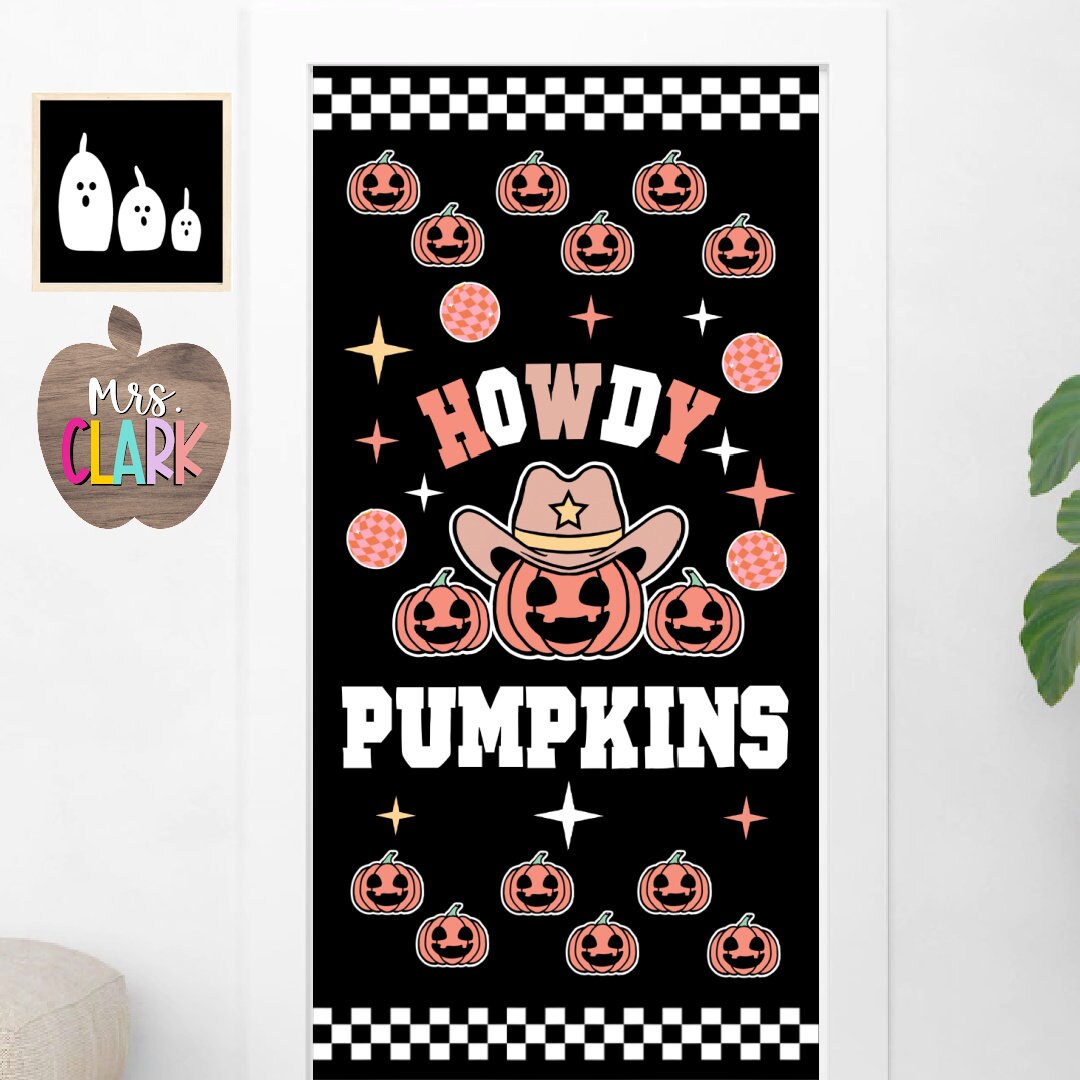 HOWDY PUMPKINS TEACHER Door Decoration Kit-country Halloween Bulletin ...