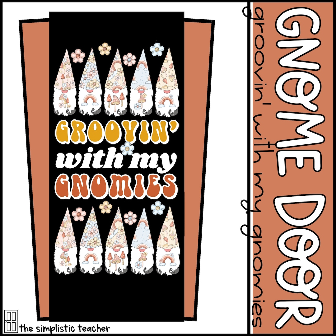 GROOVY GNOME DECOR- Classroom Bulletin Board Door Decor-august Gnome ...