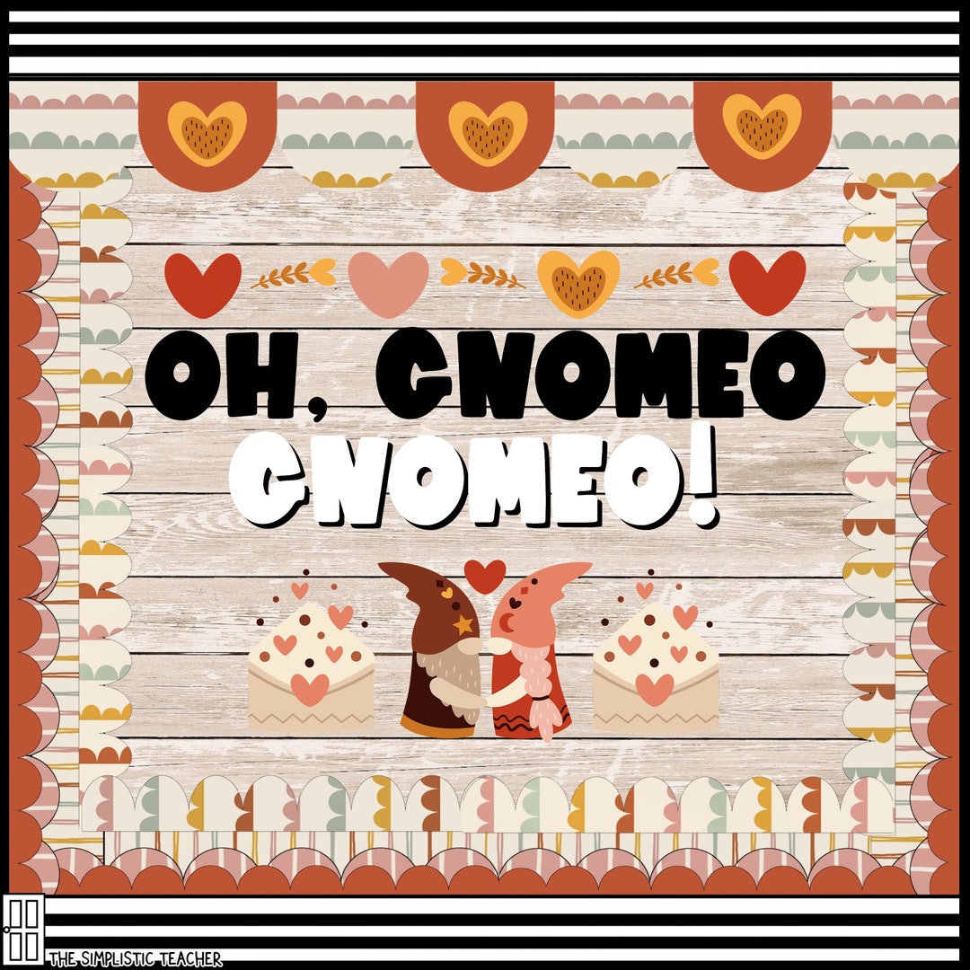 GNOME VALENTINE February Decor Bulletin Board Ideas Gnome Themed ...