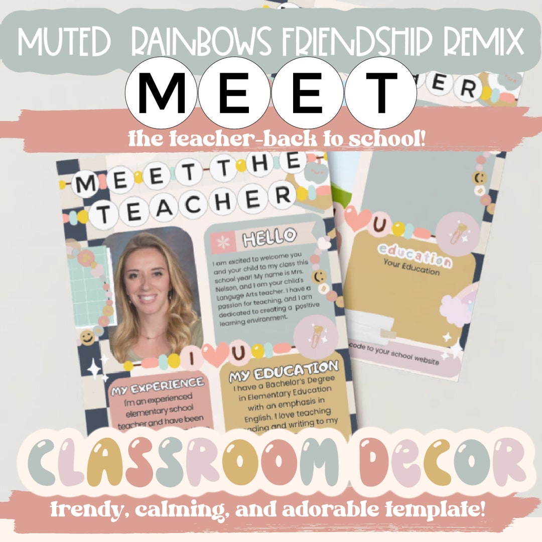 Muted Rainbows Meet the Teacher Template: Editable Classroom Decor ...