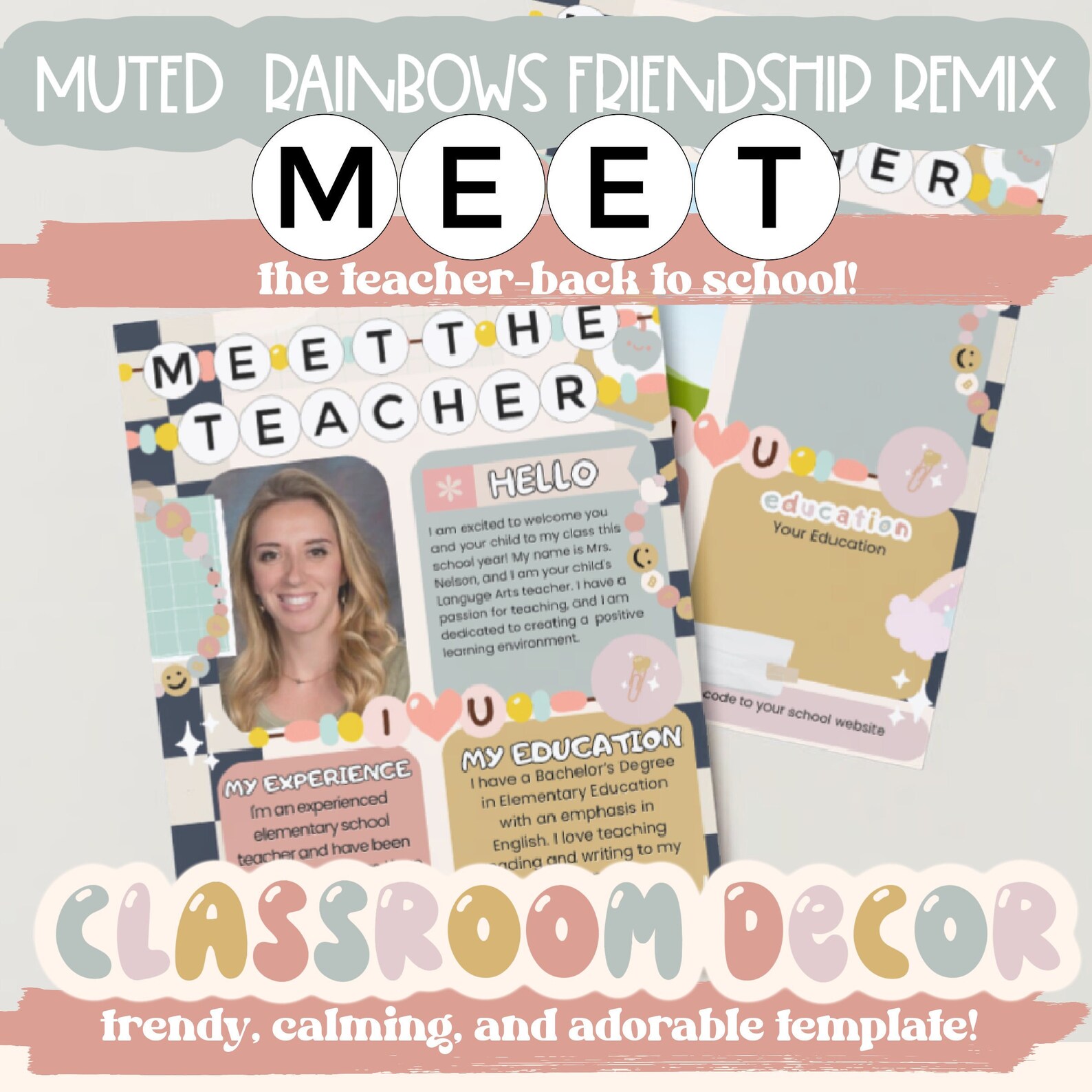 Muted Rainbows Meet the Teacher Template: Editable Classroom Decor ...
