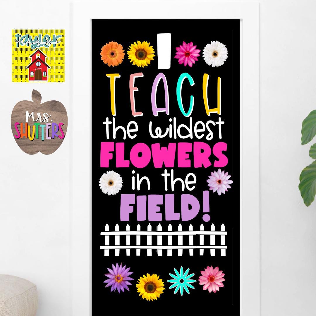 SPRING FLOWERS Door Decor- Classroom Bulletin Board- April Door Set ...