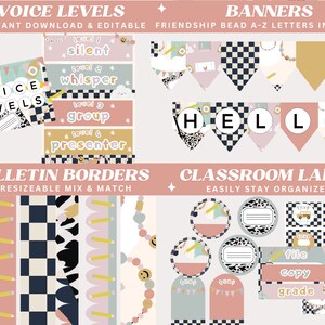Muted Rainbows Friendship Remix Retro Checker Classroom Decor Bundle ...