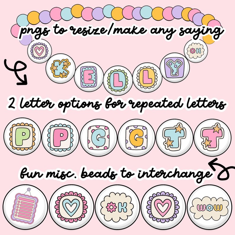 Pastel Friendship Bead Alphabet PNG | Bulletin Board Letters A-Z ...