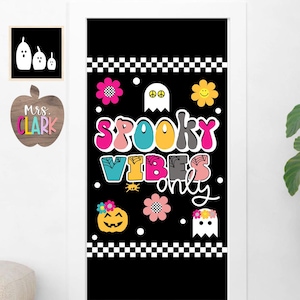 SPOOKY RETRO VIBES Door Decoration Kit-halloween Bulletin Board Set ...
