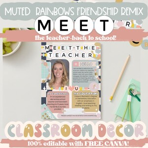 Muted Rainbows Meet the Teacher Template: Editable Classroom Decor ...