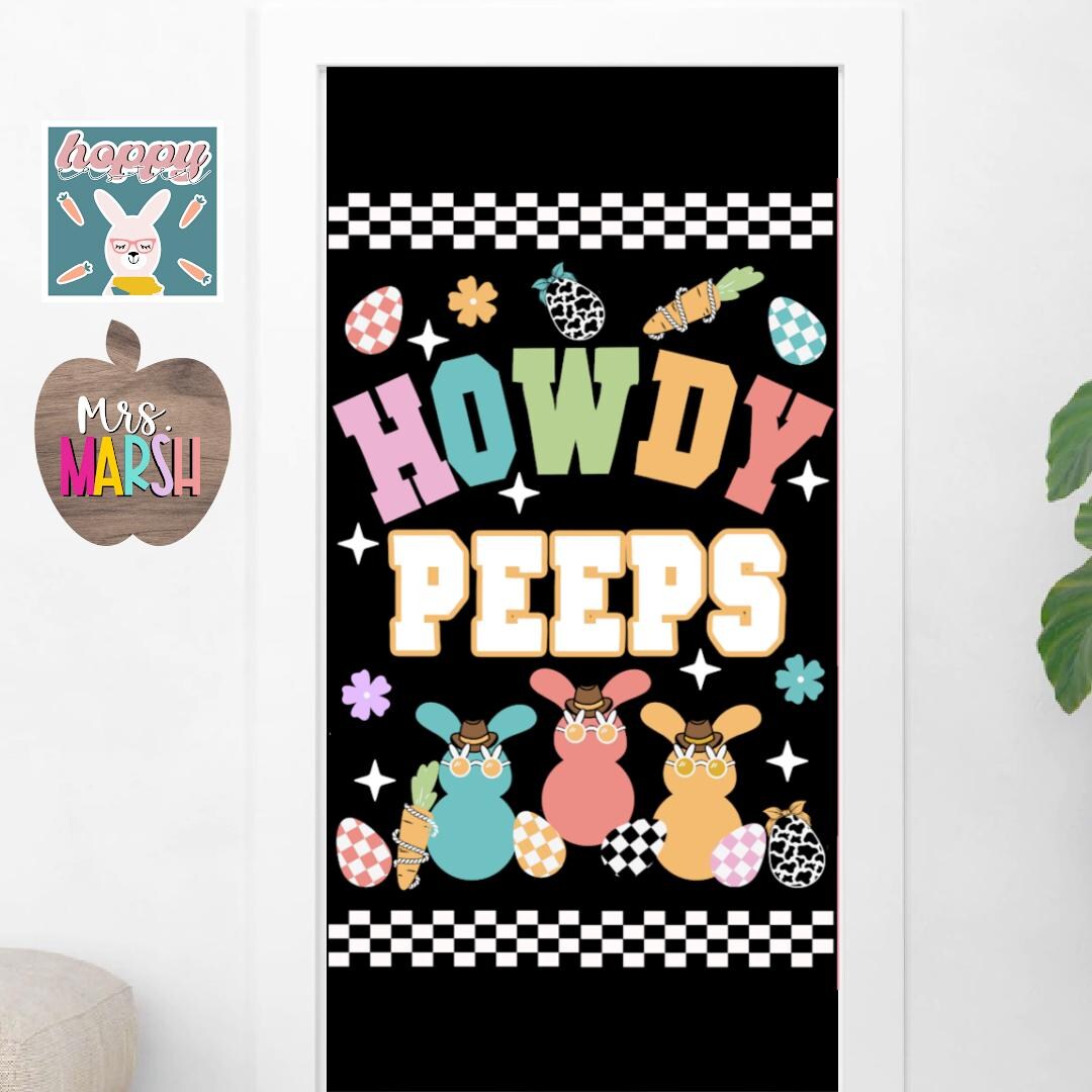 Retro Western Easter Bulletin Board Kit: Hippie Bunny Decor (digital ...