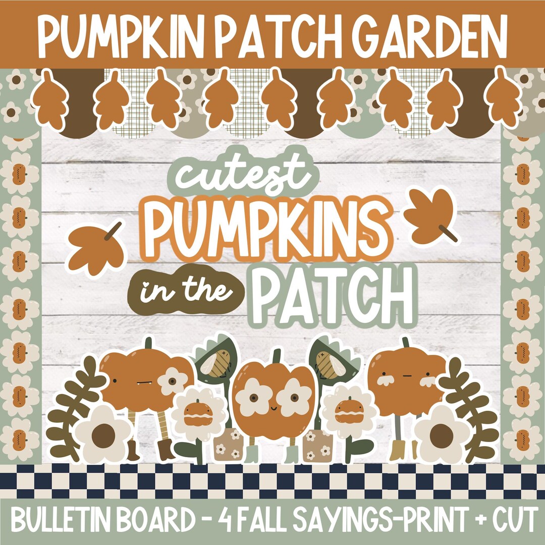 Groovy Retro Pumpkin Patch Garden Bulletin Board or Door Decor-fall ...