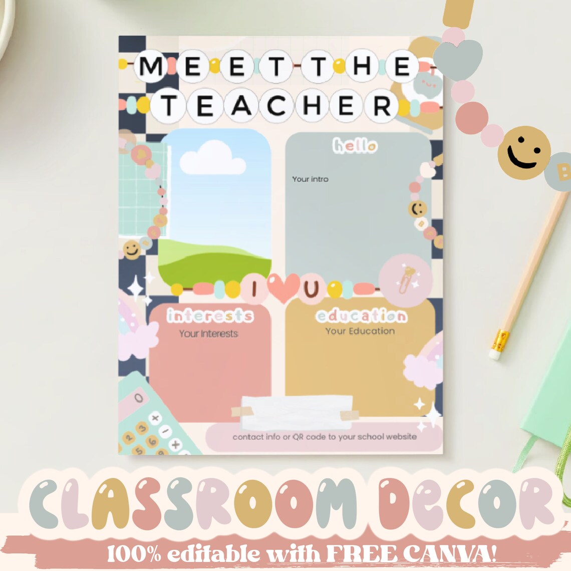 Muted Rainbows Meet the Teacher Template: Editable Classroom Decor ...
