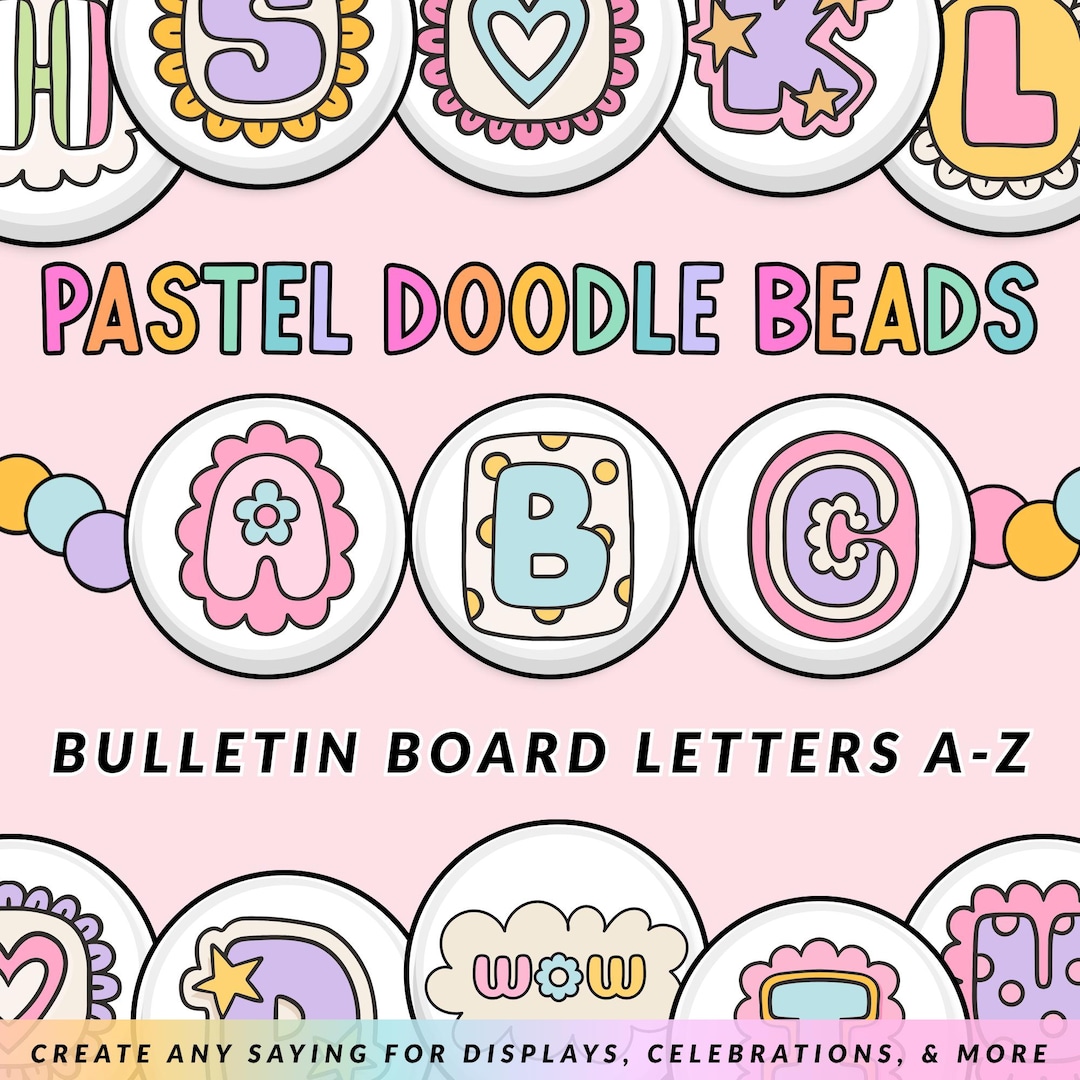 Pastel Friendship Bead Alphabet PNG | Bulletin Board Letters A-Z ...