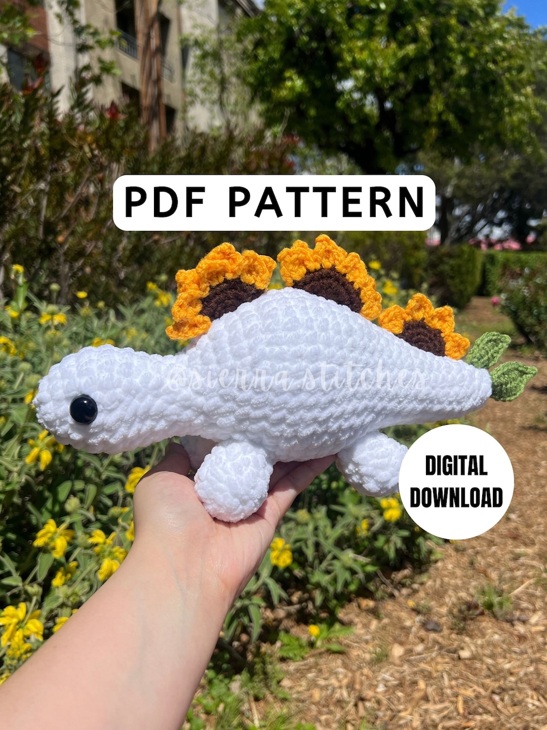 Crochet Stegosaurus Pattern | Crochet Sunflower Stegosaurus | Crochet ...
