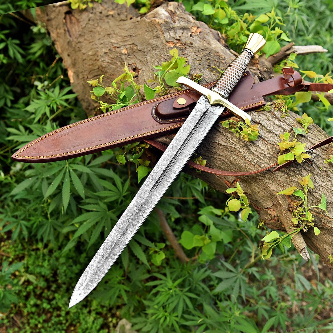 Swords, 22” Handmade Damascus Sword Short Sword Viking Sword Buster ...