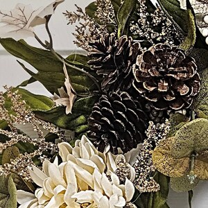 Neutral Colored Wreath, Hydrangea Wreath, Cream Colored Mums, Pinecones ...