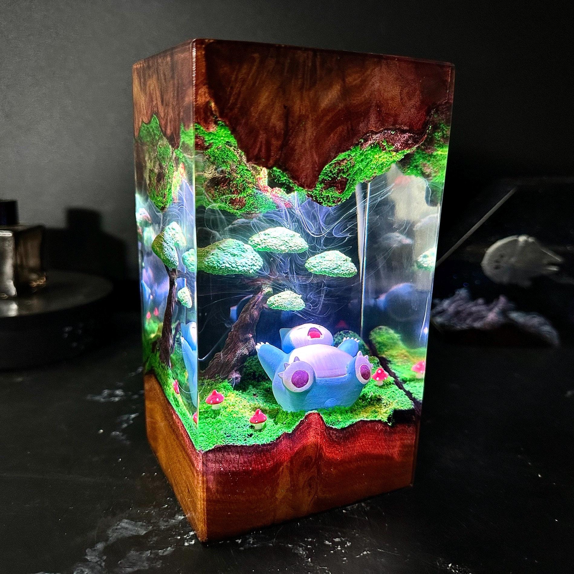 Custom SNOR.LAX Wood Lamp, Custom Po.ke.mon, Art Diorama, Epoxy Night ...