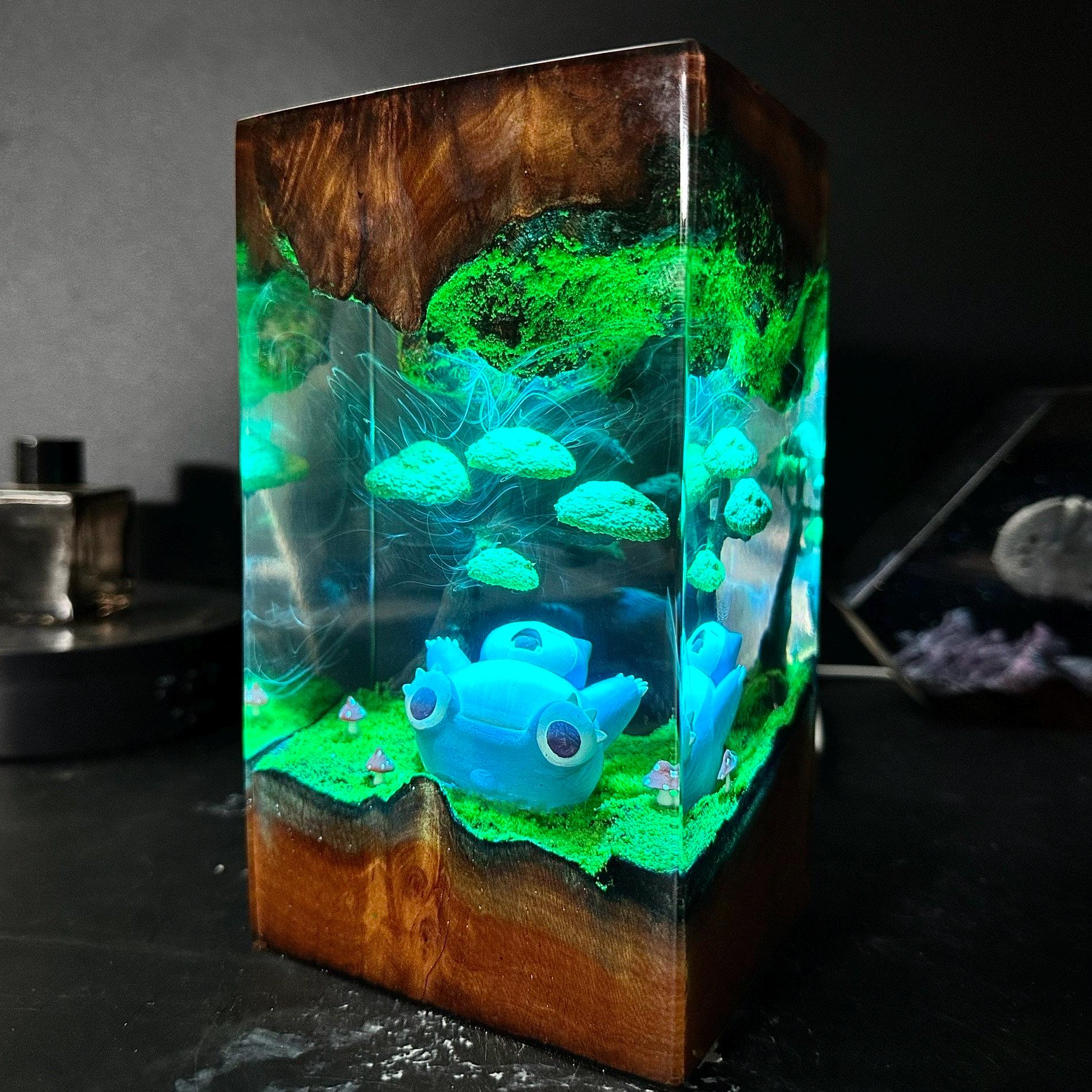 Custom SNOR.LAX Wood Lamp, Custom Po.ke.mon, Art Diorama, Epoxy Night ...