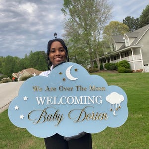 Custom Cloud Shaped Welcome Sign for Baby Shower - Etsy